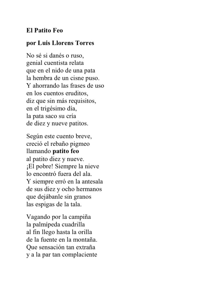 Poemas del Patito Feo Infantil | PDF | Naturaleza