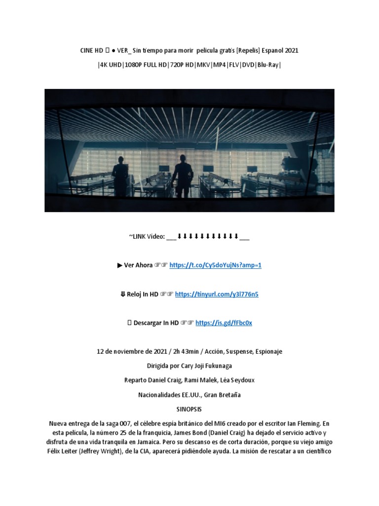 PELIS24) ) Sin Tiempo para Morir Pelicula COmpleta en Espanol y Latino ...