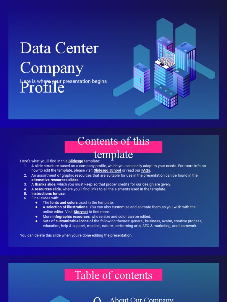 Data Center Company Profile by Slidesgo | PDF | Planets | Solar System