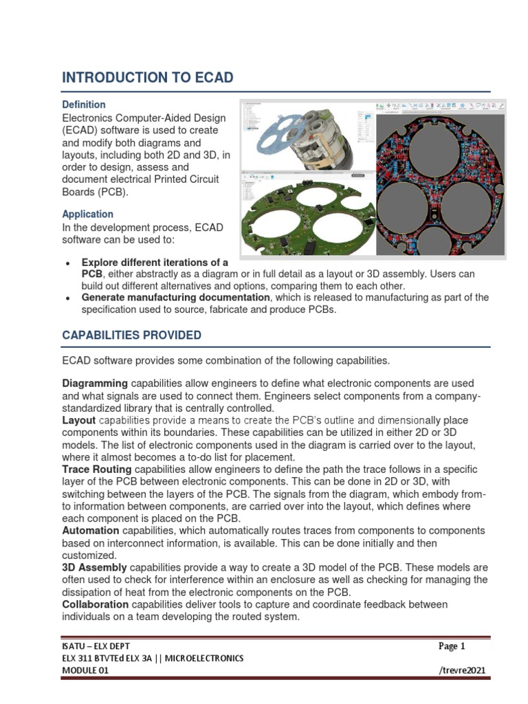 ELX-311-MODULE-1 Introduction To ECAD | PDF | Printed Circuit Board ...