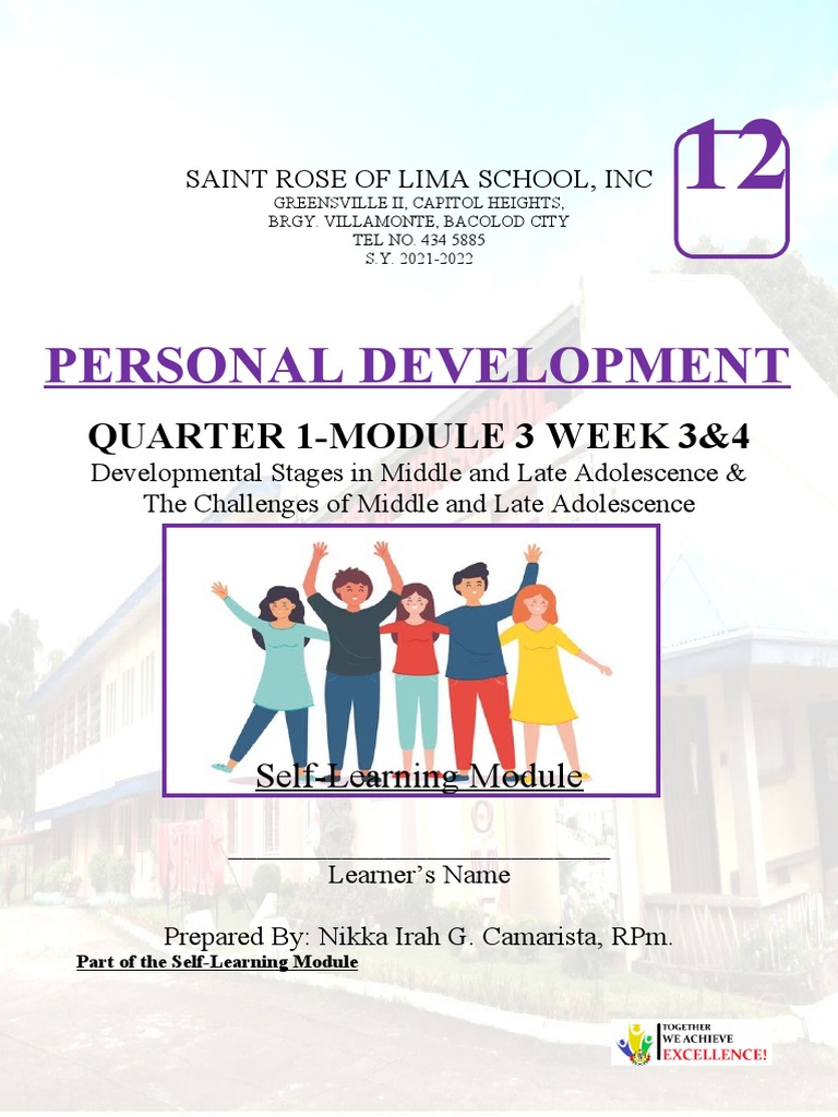 Personal Development Quarter 1 Module 3 Week 3and4 Pdf Adolescence