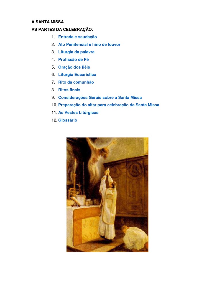 A Santa Missa - As Partes Da Celebração | PDF | Eucaristia | Missa ...