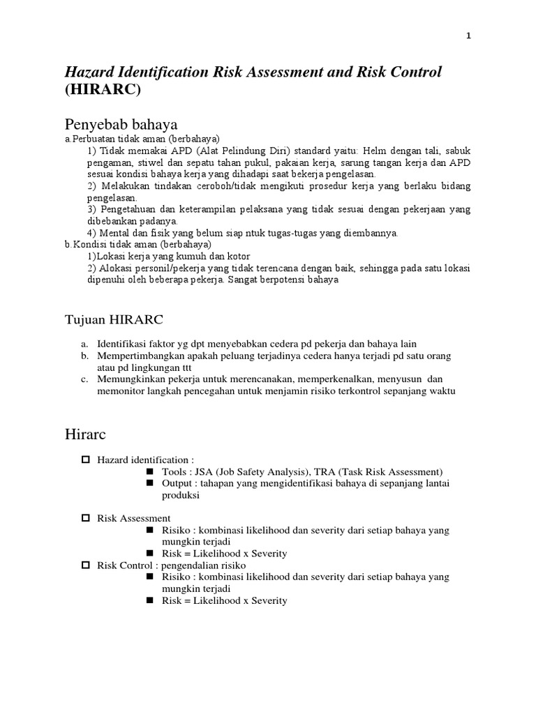 3 Contoh HIRARC | PDF