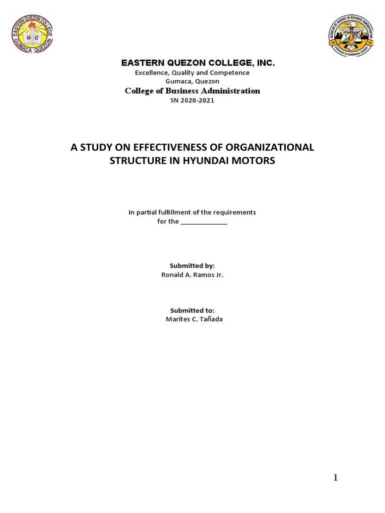 An Analysis of the Organizational Structure and Culture of Hyundai ...