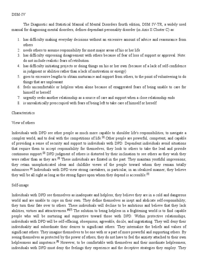 Dependent Personality Disorder | PDF | Personality Disorder | Mental ...