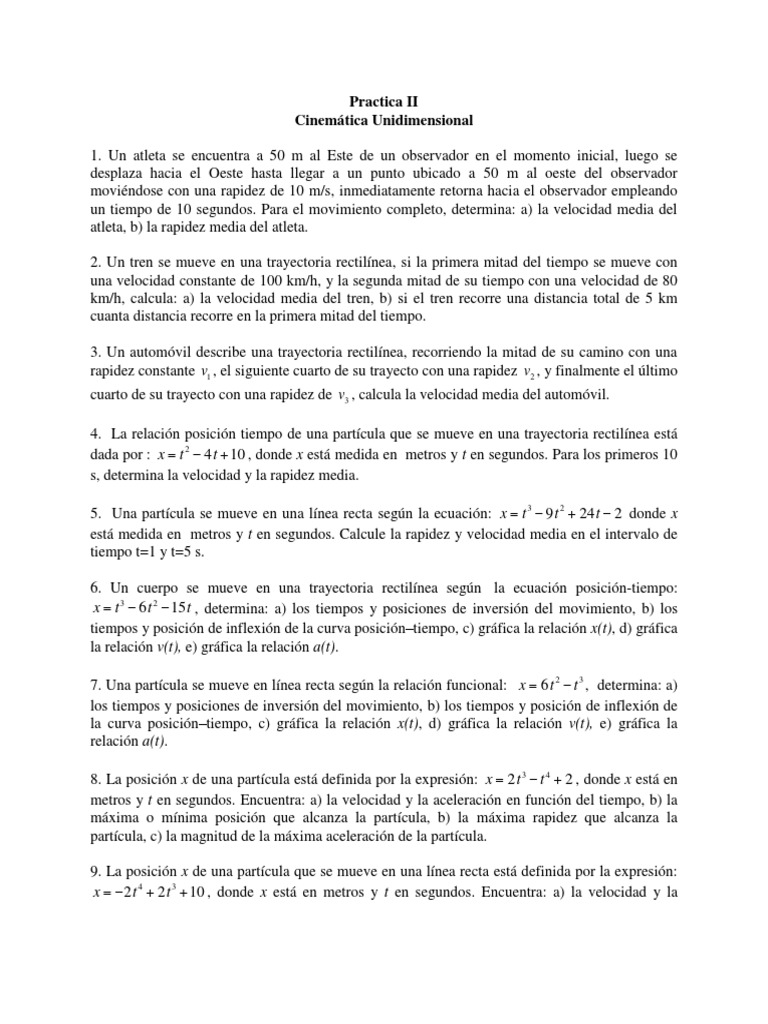 Practica Cinematica 2 | PDF | Velocidad | Aceleración