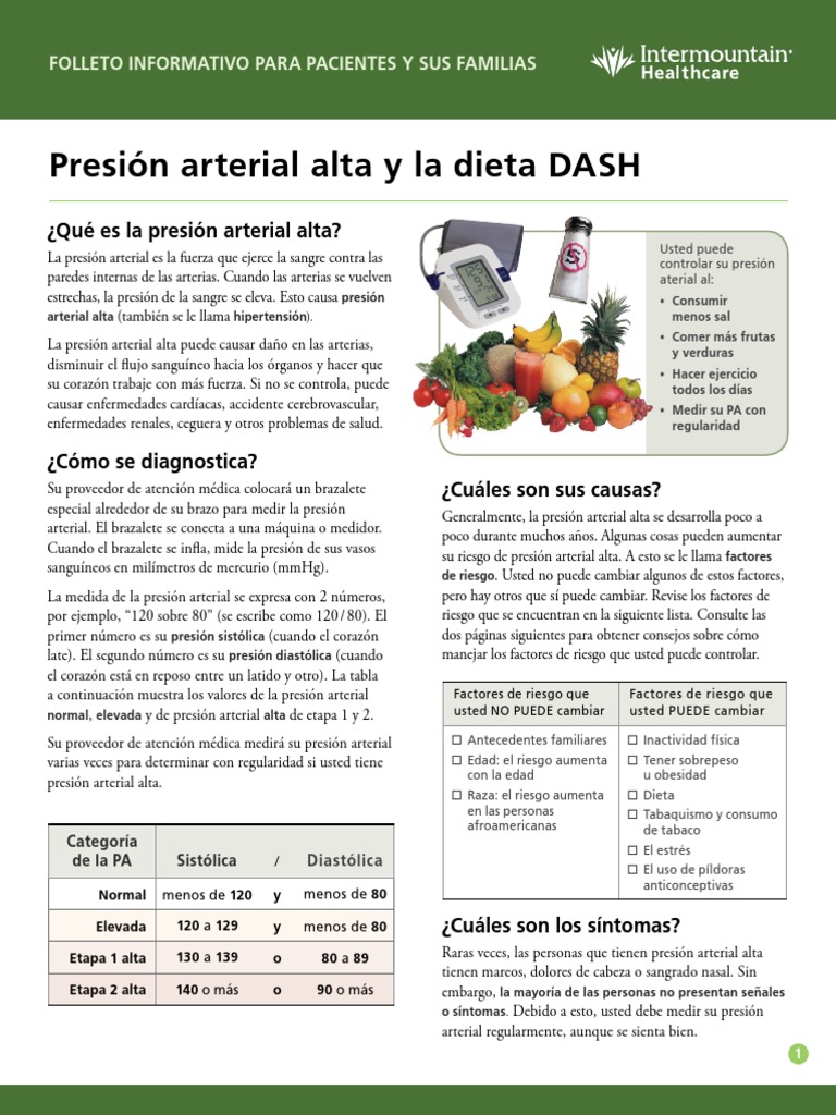 Dieta DASH | PDF | Hipertensión | Presión sanguínea