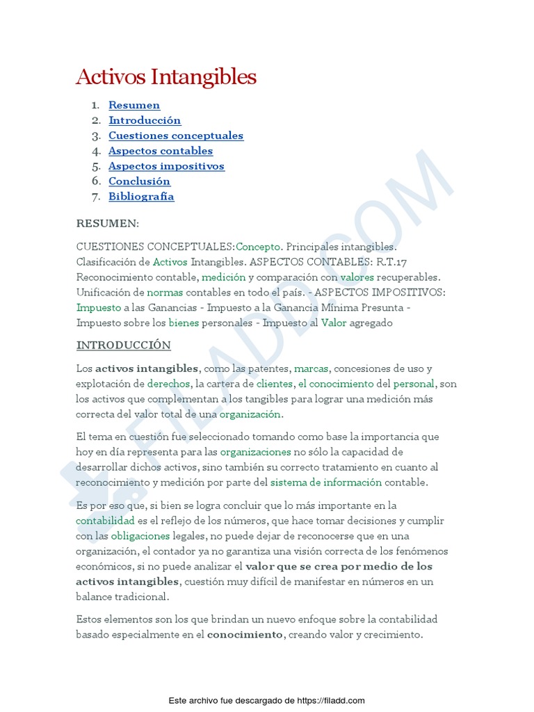 Activos Intangibles | PDF | Contabilidad | Activo intangible