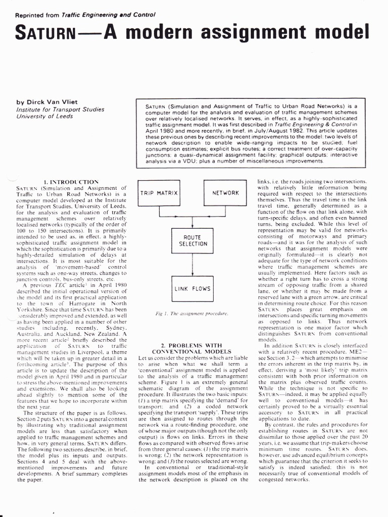 An Overview of the SATURN Traffic Simulation and Assignment Model ...