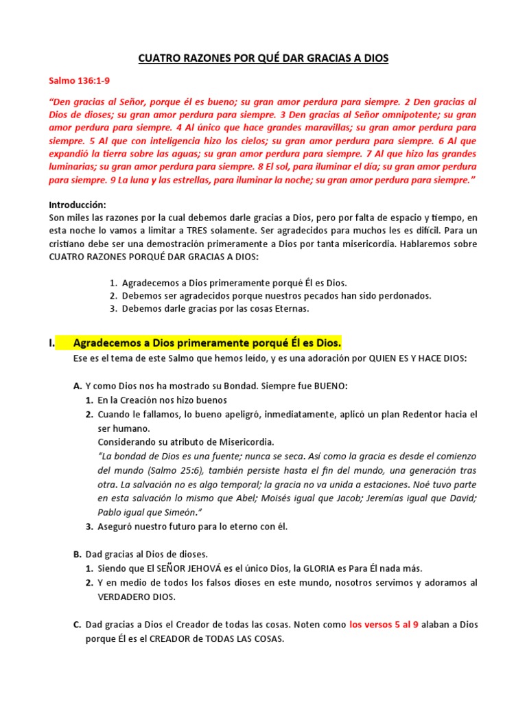 4 Razones para Dar Gracias a Dios | PDF | Dios | Amor