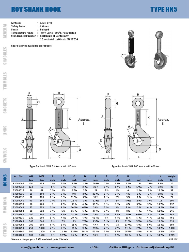 Rov Shank Hooks - GN - Hk5 | PDF | Industrial Processes | Mechanical ...
