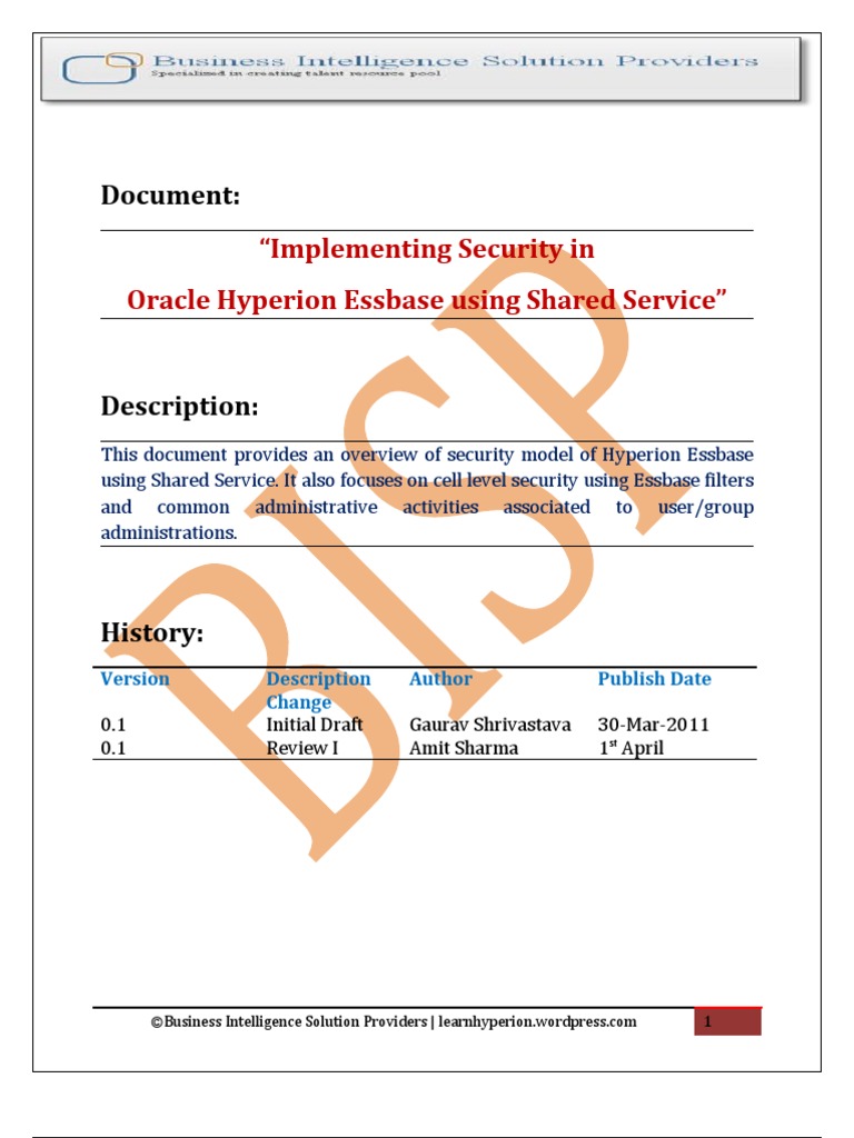 Essbase Security Implementation | PDF | Metadata | Databases