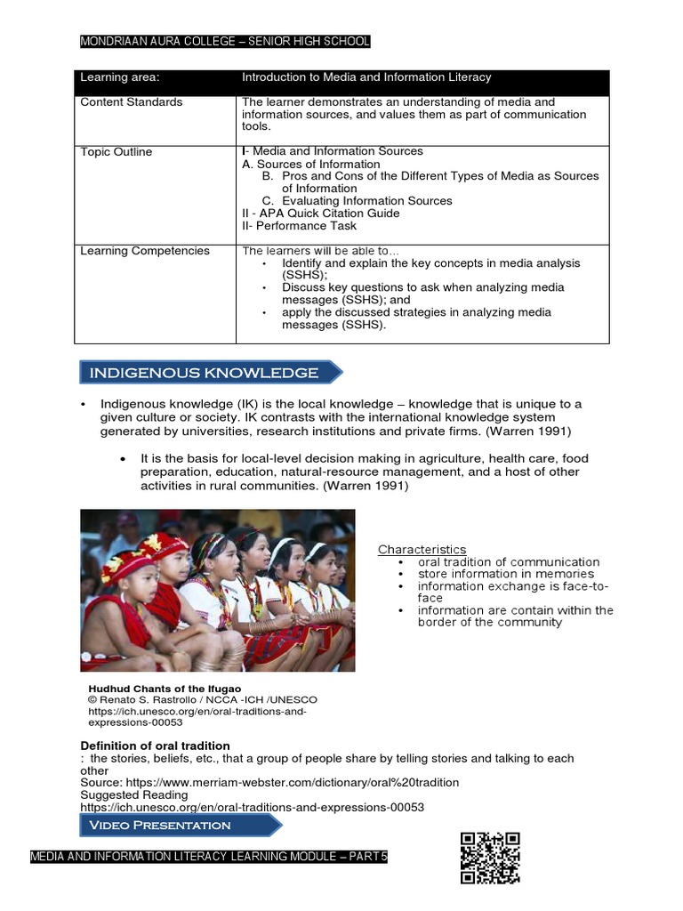 Media and Information Literacy Part 5 | PDF | Citation | Apa Style