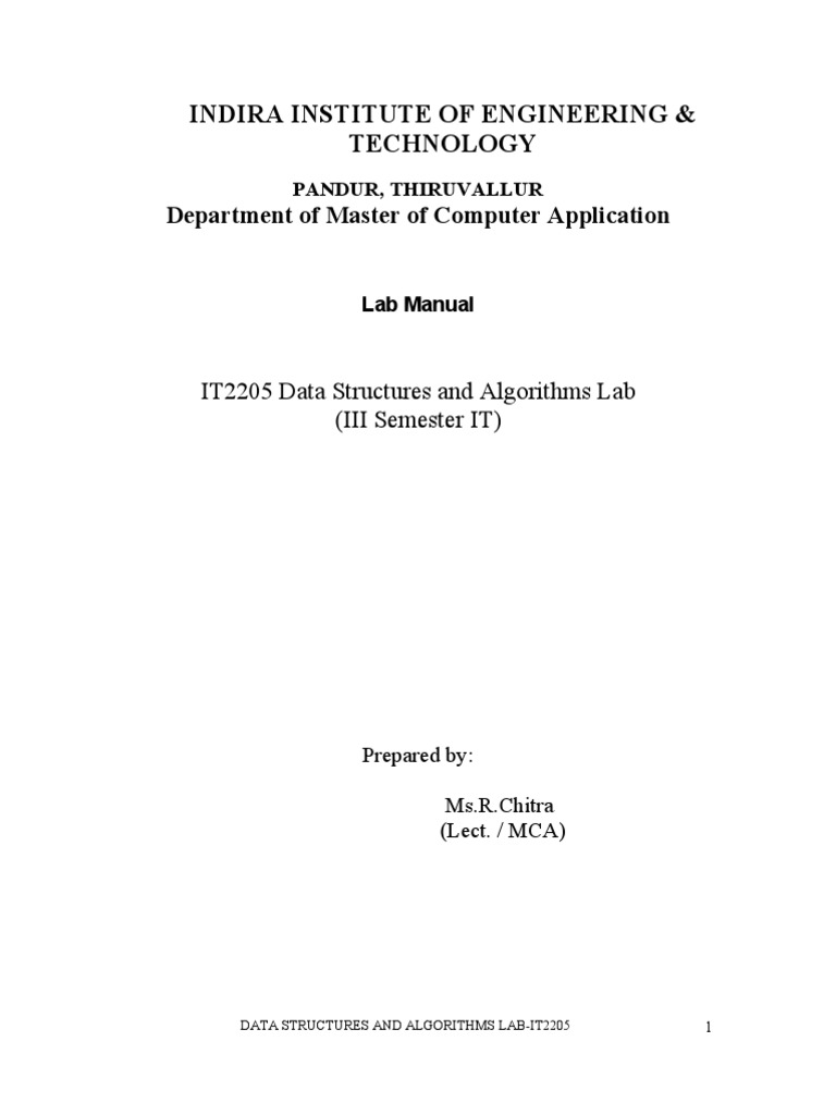 Data Structures Lab Manual IT2205 | PDF | Mathematical Concepts | Data ...