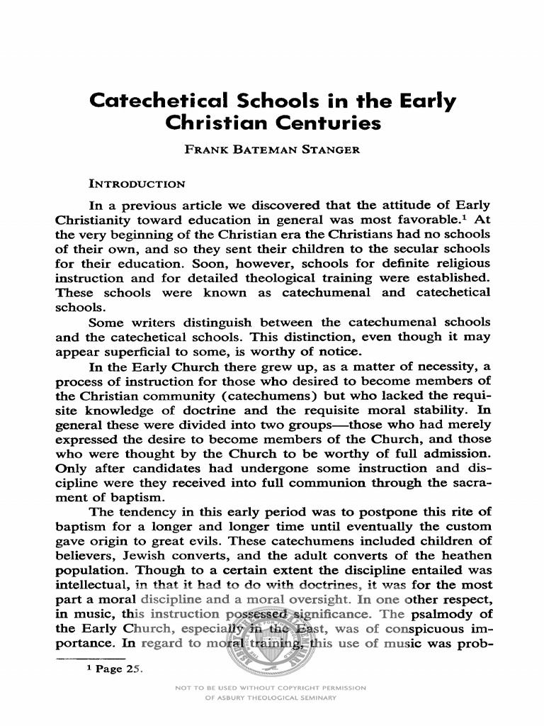 Catechetical Schools in The Early Christian Centuries | PDF | Clement ...