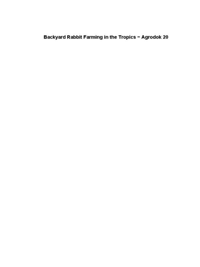 Backyard Rabbit Farming in The Tropics Agrodok 20 | PDF | Roof | Meat