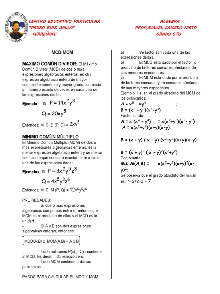 MCD MCM | PDF | Análisis numérico | Algoritmos