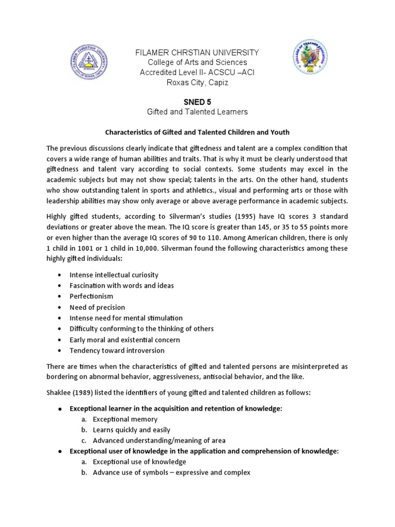 Characteristics of Gifted and Talented Children and Youth | PDF ...