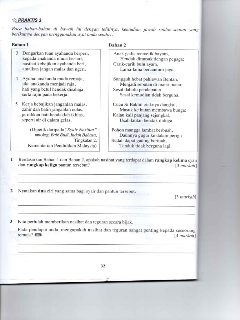 Latihan Syair Nasihat t2 | PDF
