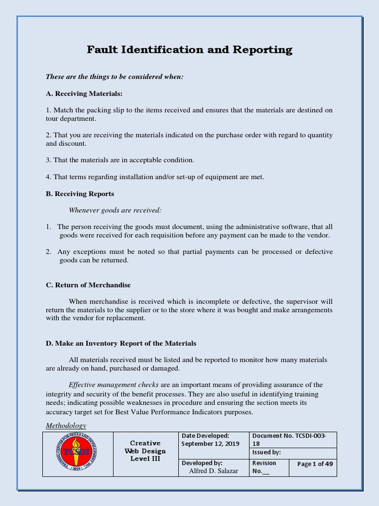 Fault Identification and Reporting | PDF | Business | Computing