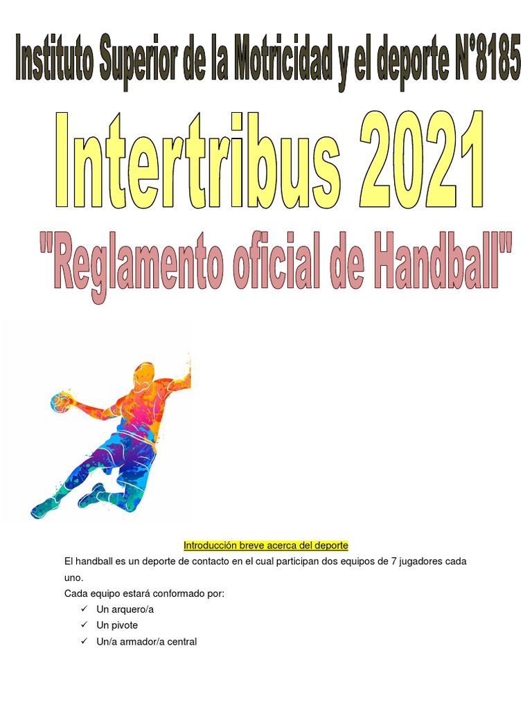 Reglamento HANDBALL 2021 | PDF | Reglas y regulaciones deportivas | Equipos