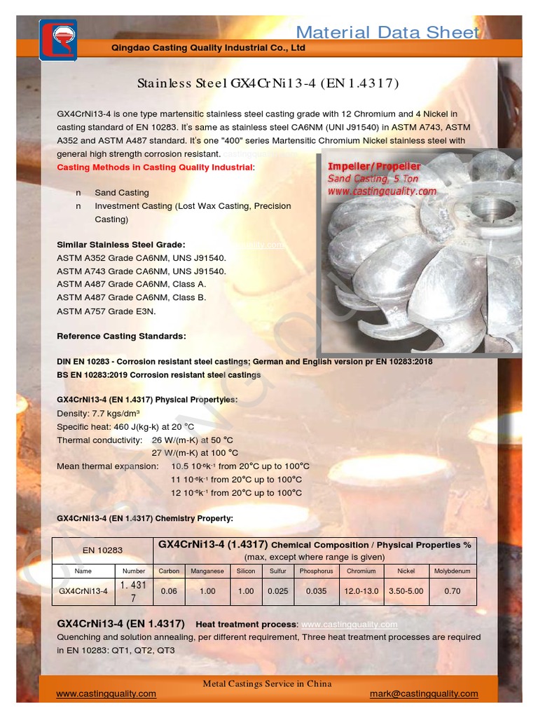 GX4CrNi13-4 Stainless Steel Data Sheet | PDF | Steel | Stainless Steel