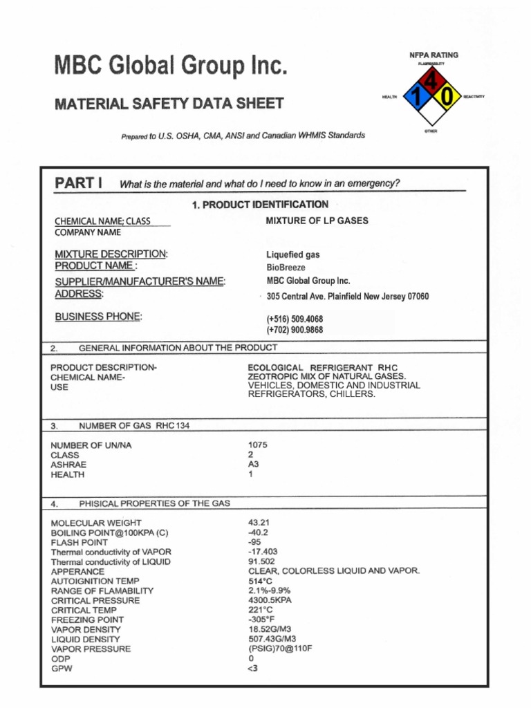 Msds rhc134 | PDF