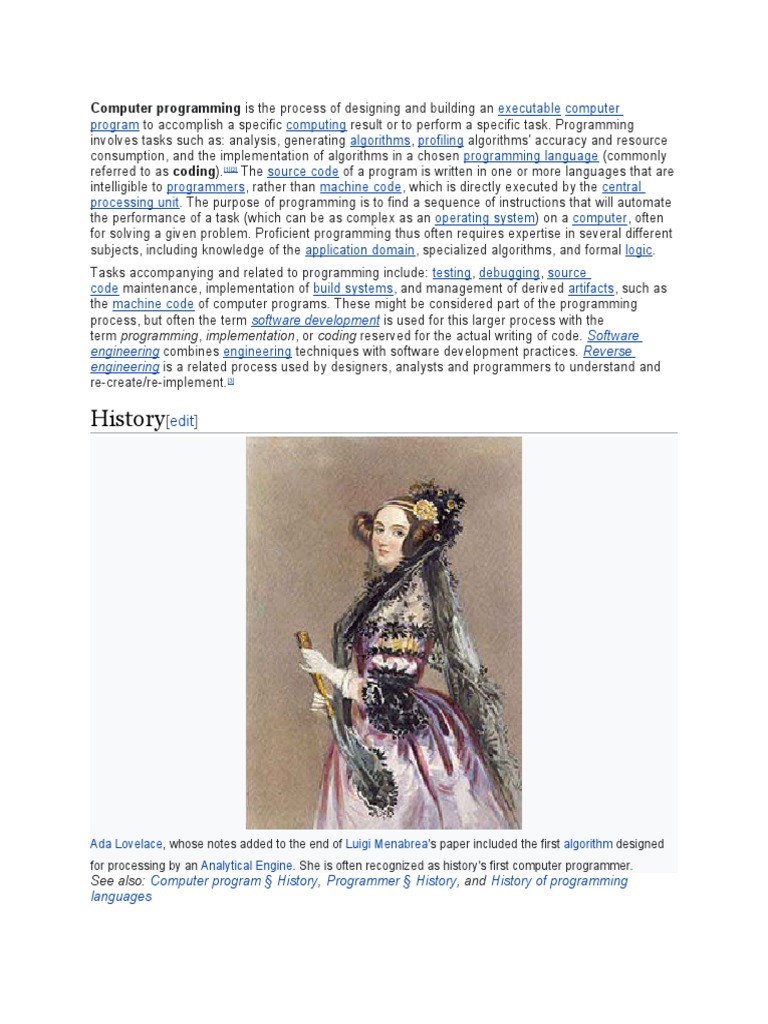History: Computer Programming Is The Process of Designing and Building ...