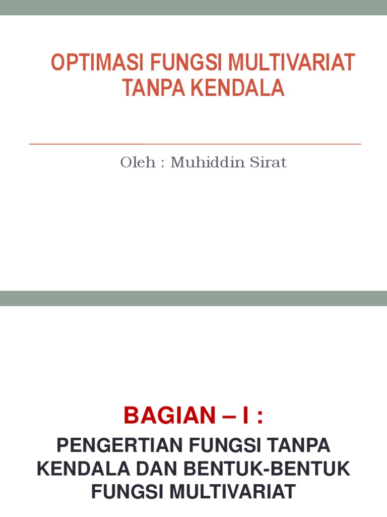 Optimasi Fungsi Multivariat Tanpa Kendala | PDF | Komputer | Teknologi & Rekayasa