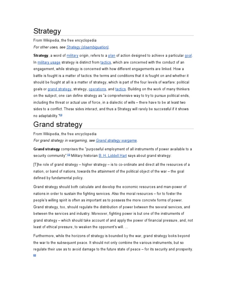 Strategy: For Other Uses, See | PDF | Grand Strategy | Military Tactics