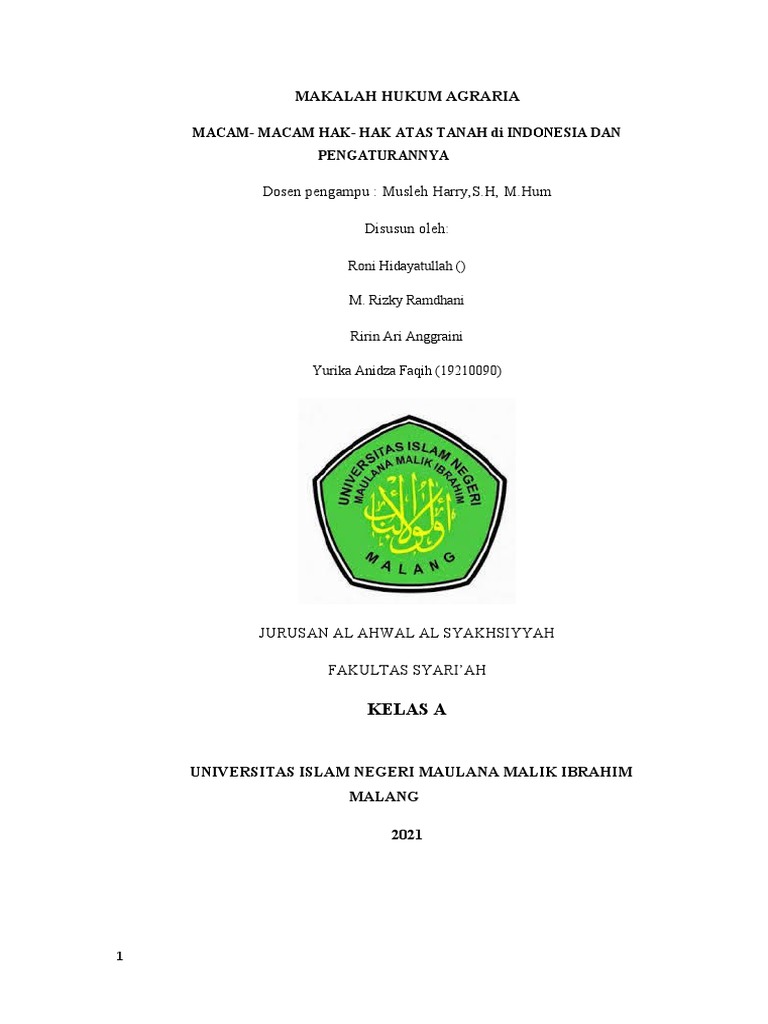 Hak Hak Atas Tanah | PDF | Politik