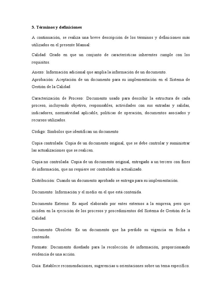 Términos Clave del Sistema de Gestión de Calidad | PDF | Calidad ...