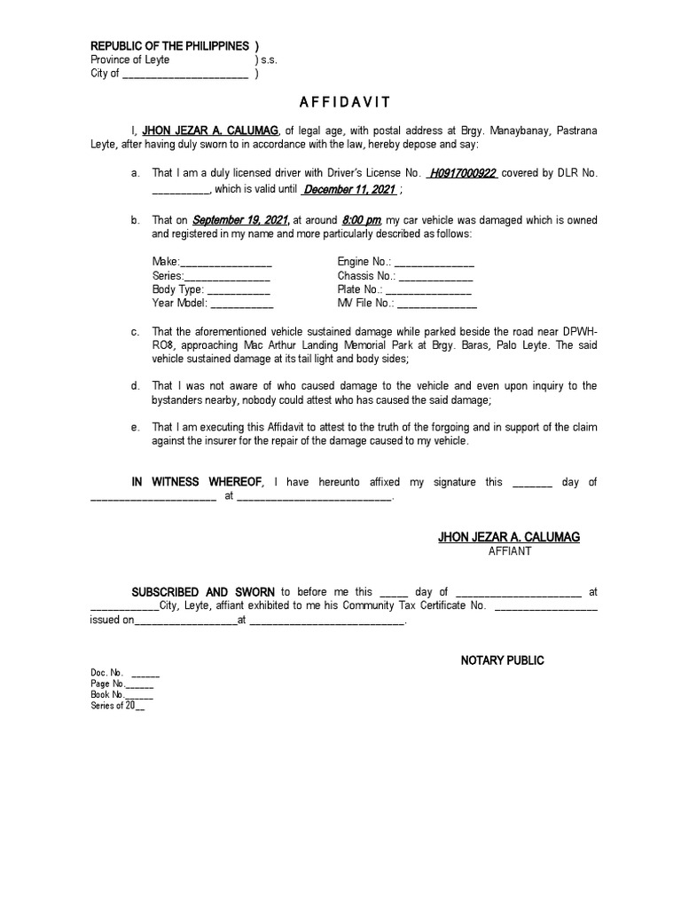 Affidavit: H0917000922 December 11, 2021 September 19, 2021 8:00 PM | PDF