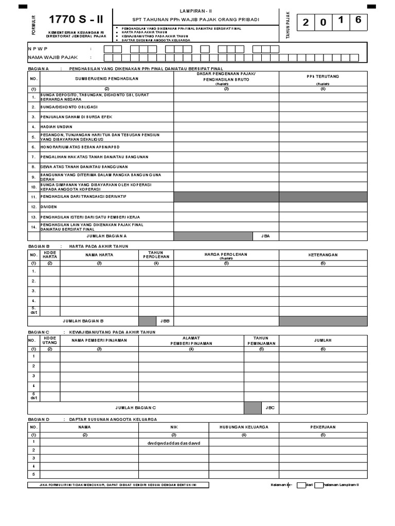 Formulir SPT 1770 S | PDF