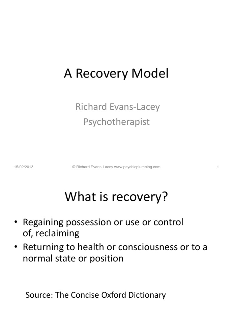 A Recovery Model: Richard Evans-Lacey Psychotherapist | PDF ...