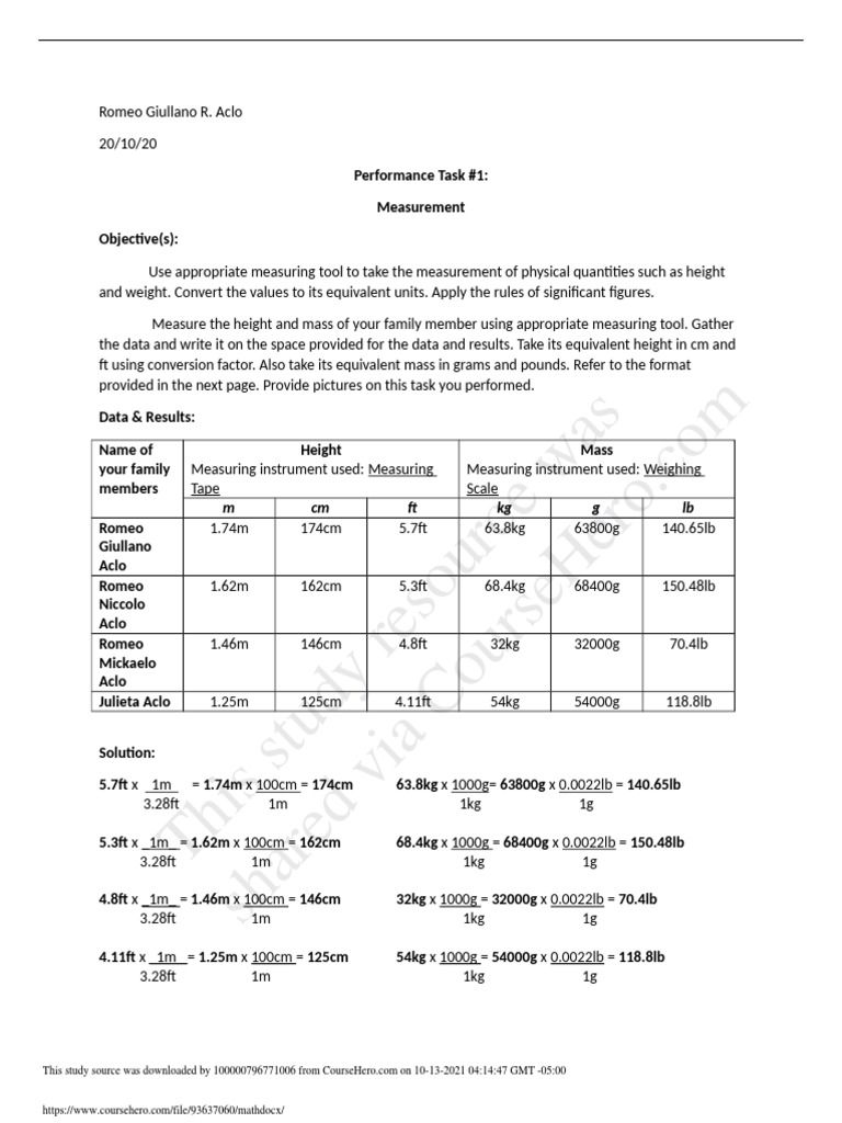 Math | PDF | Pound (Mass) | Measurement