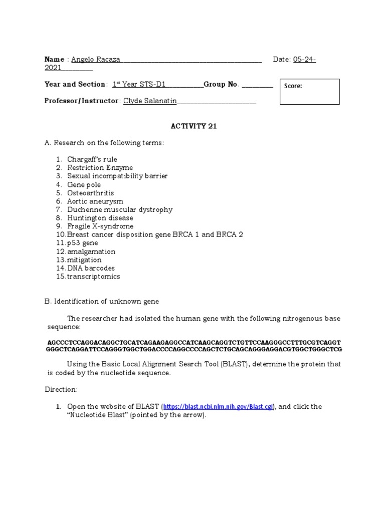 Worksheet 8.1 BiotechnologyandGMO | PDF