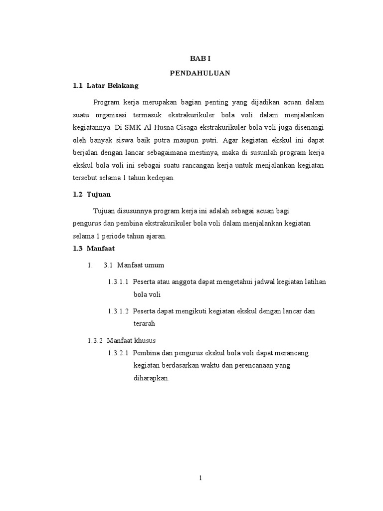 Program Kerja Eskul Voli | PDF