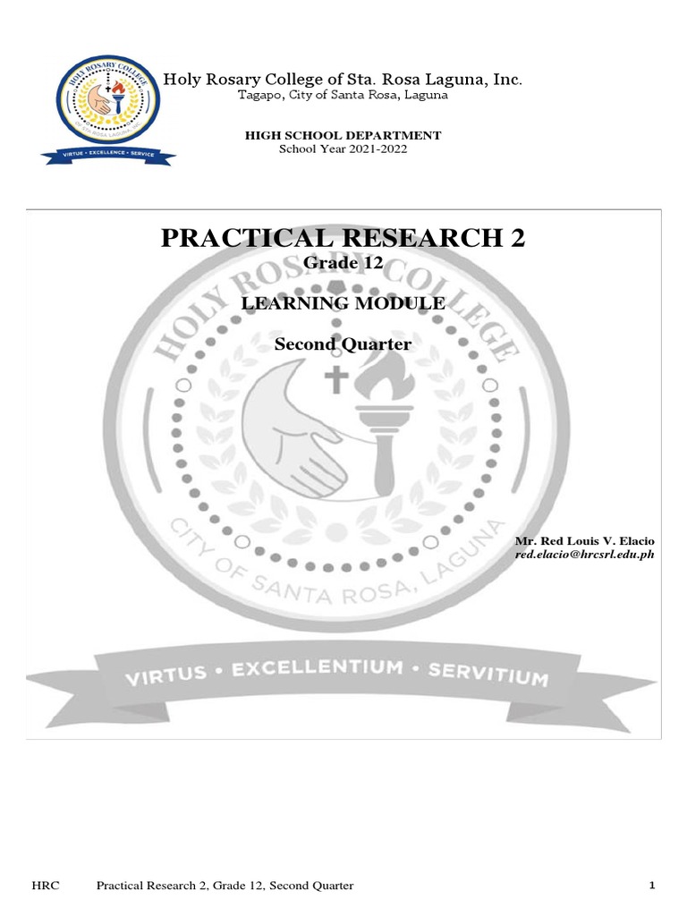 Practical Research 2: Grade 12 Learning Module Second Quarter | PDF | Sampling (Statistics ...