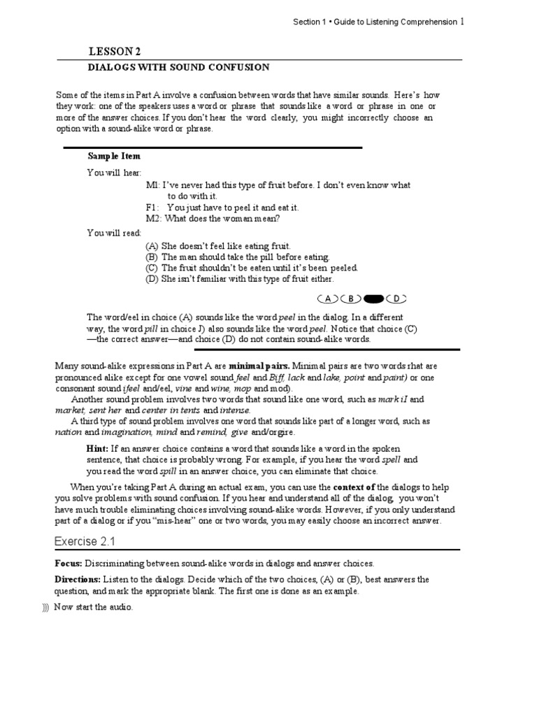 Listening Exercises - Sound Confusion, Homonyms, Multiple Meanings ...