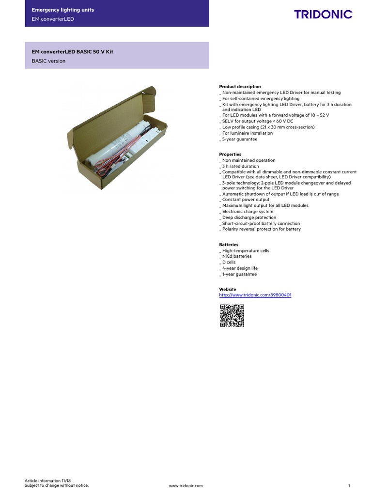 Tridonic EM 3 Hours Converter For Philips | PDF | Mains Electricity | Electronic Engineering