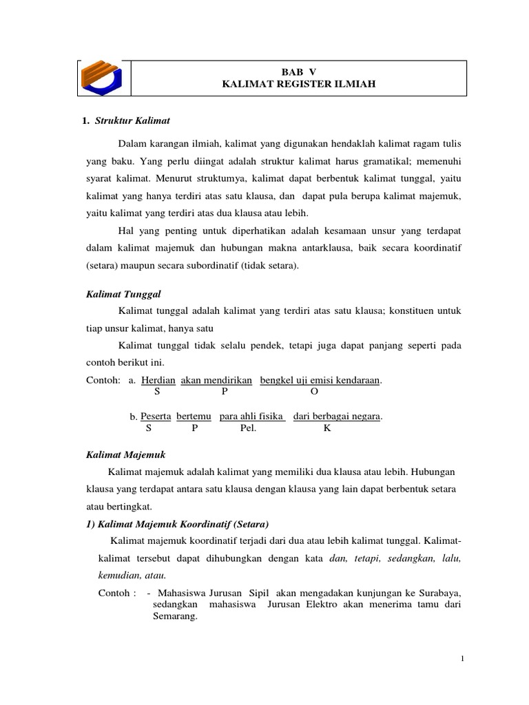 Bab 5 Kalimat Register Ilmiah-El | PDF