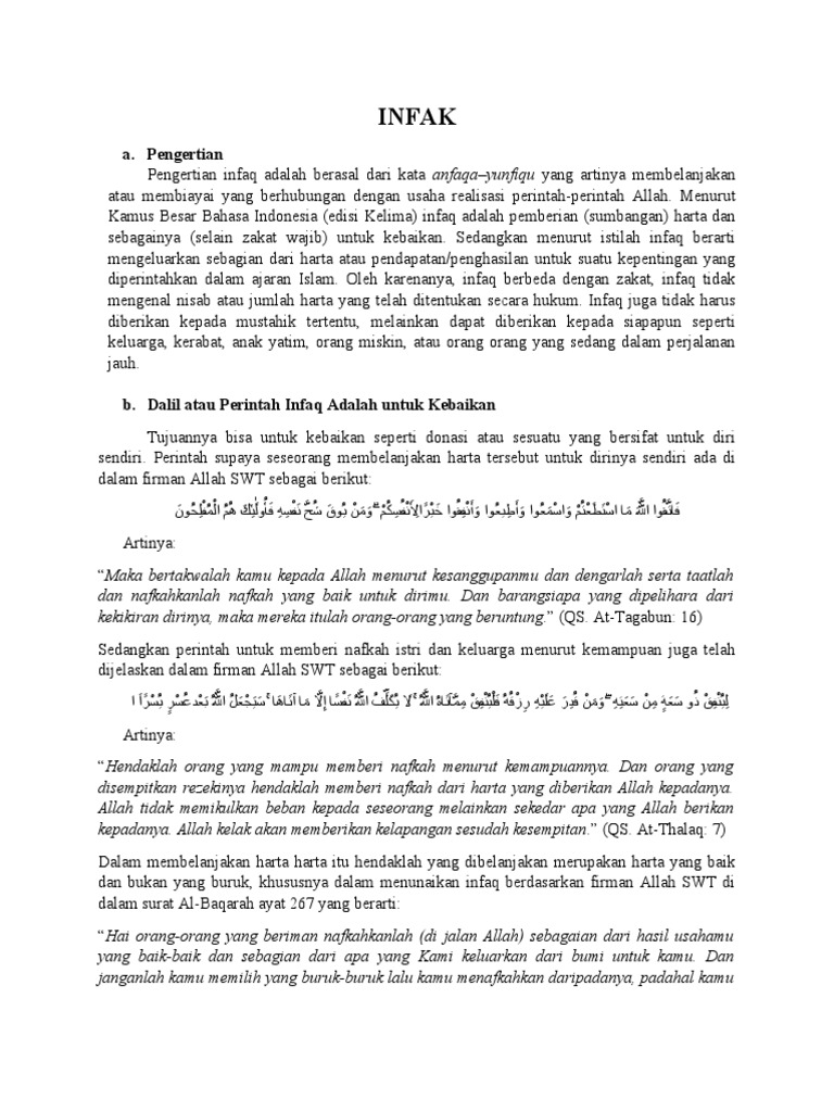 Makna dan Jenis Infaq dalam Islam | PDF | Agama & Spiritualitas