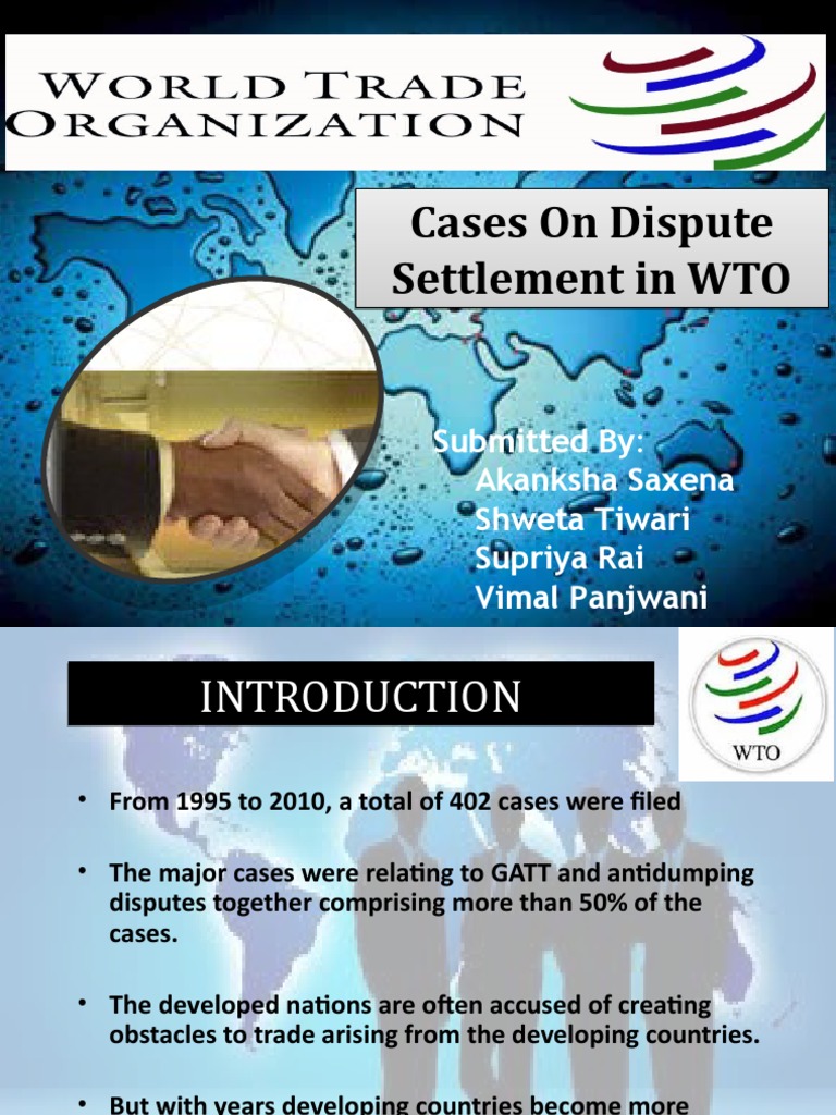 Cases On Dispute Settlement in WTO Cases On Dispute Settlement in WTO ...