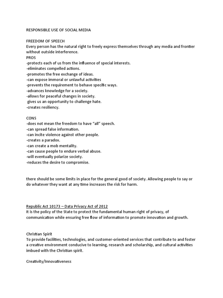 Social Media: Balancing Freedom & Responsibility | PDF