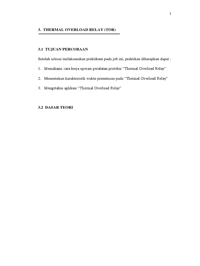 Thermal Overload Relay (TOR) | PDF | Komputer | Teknologi & Rekayasa