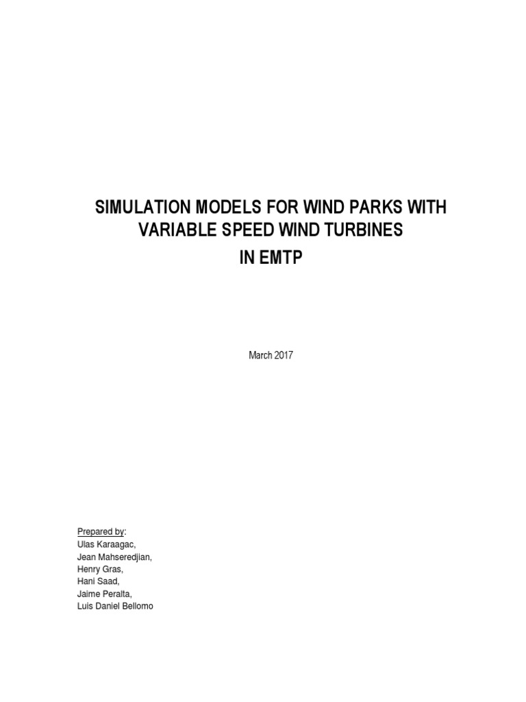 Simulation Models For Wind Parks With Variable Speed Wind Turbines in ...