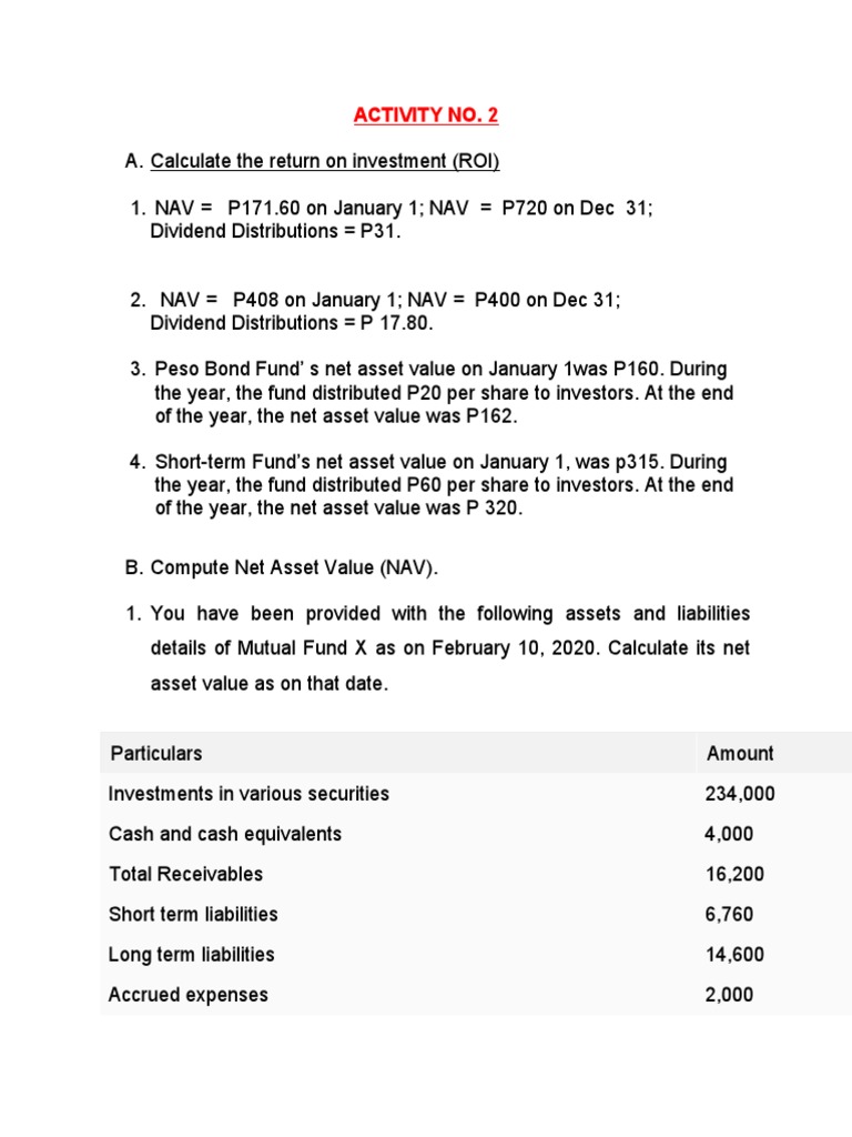 Activity Number 2 (Mutual Funds) | PDF