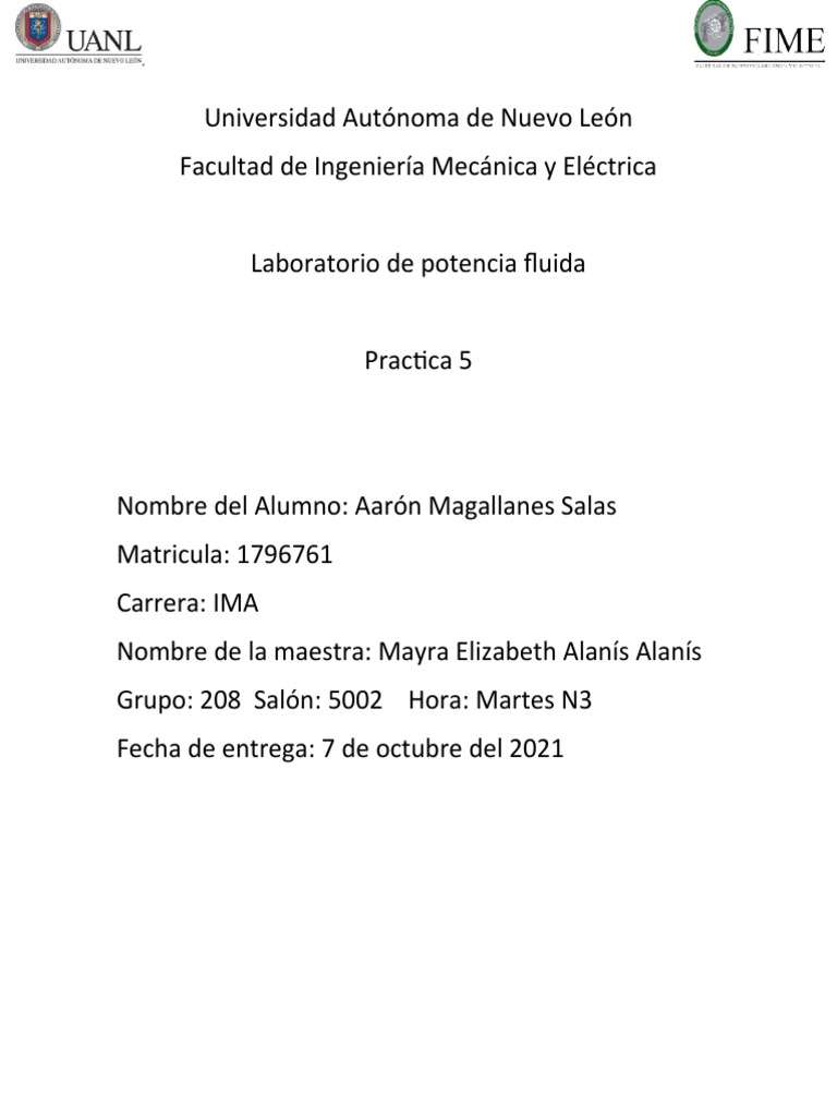 Practica 5 Potencia Fluida | PDF
