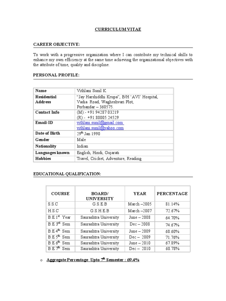 Resume of Sunil | PDF | Curriculum | Java (Programming Language)